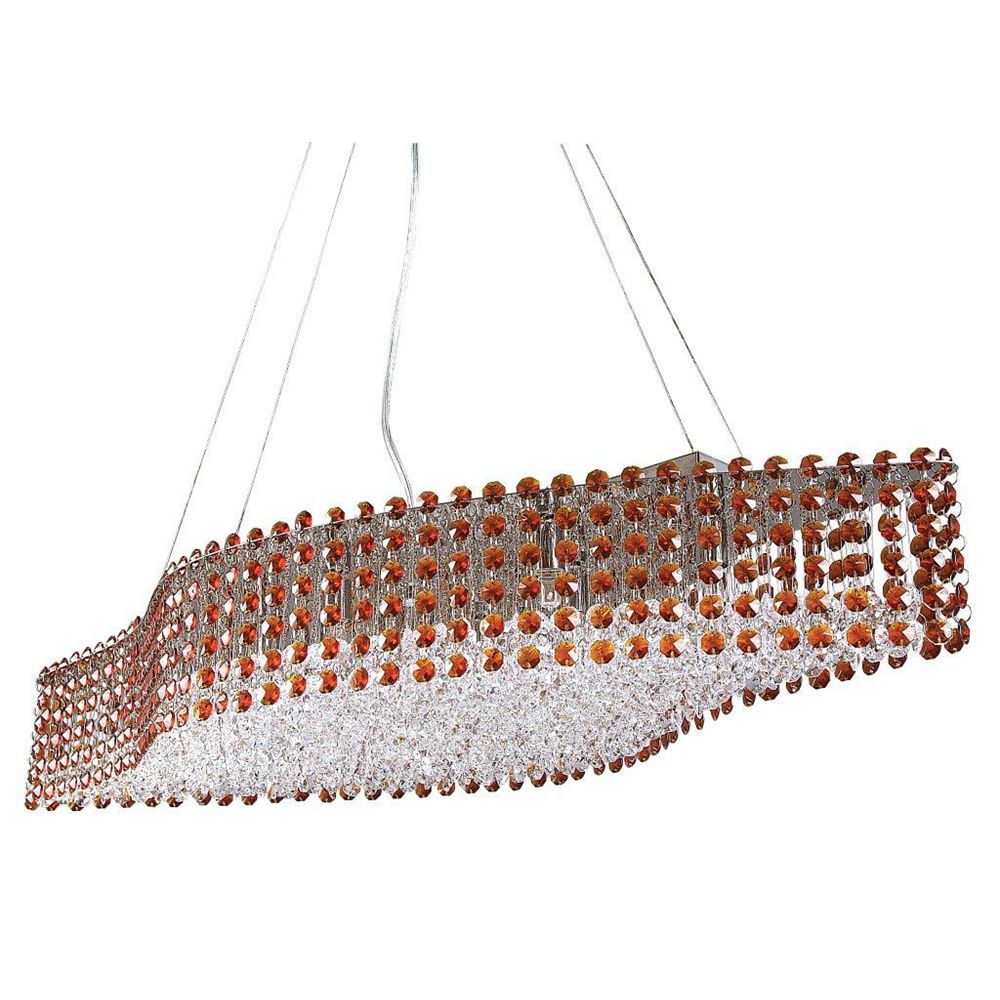 GEN-Lite Plafonnier suspendu avec crystaux ambre fini chrome galaria ...