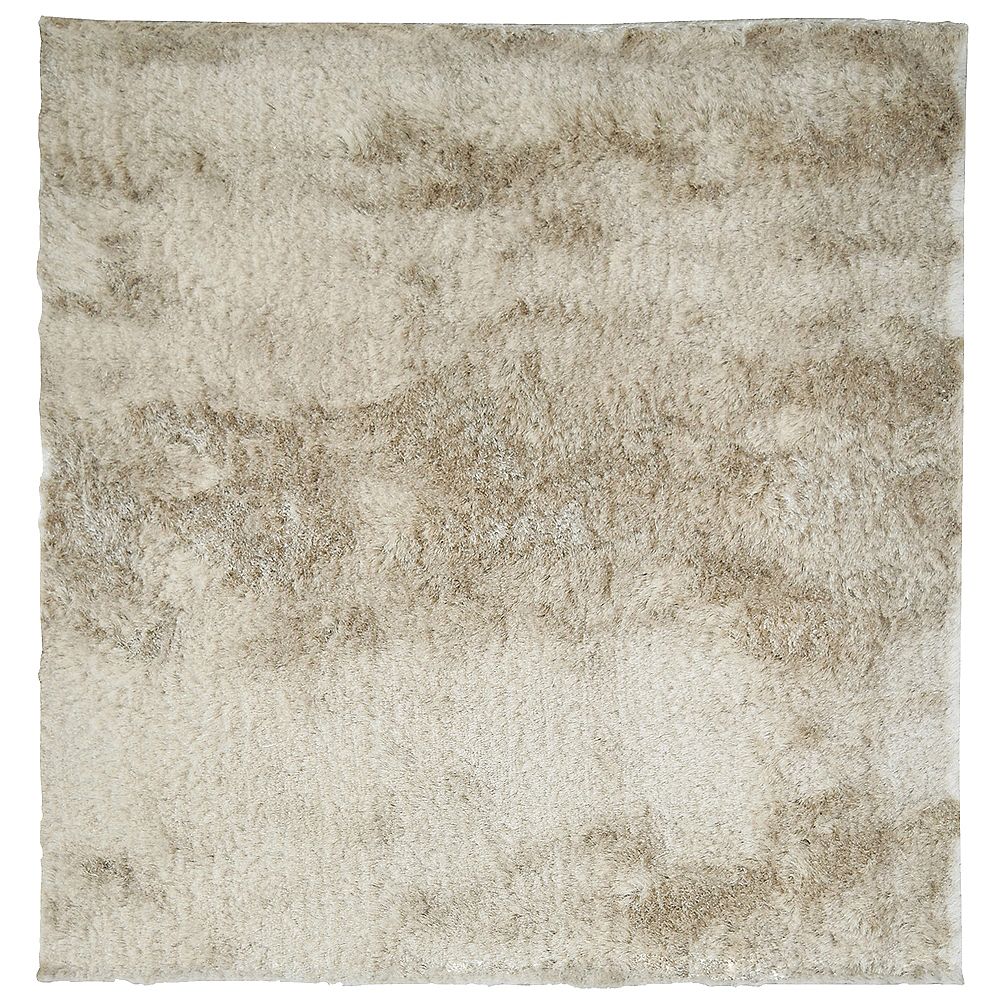 Lanart Rug So Silky Beige Tan 5 ft. x 5 ft. Indoor Shag Square Area Rug ...