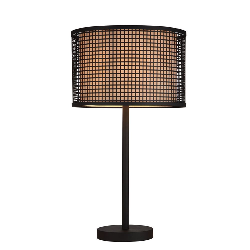 GEN-Lite Textured Black Accent Lamp With Metal & Linen Shade | The Home ...