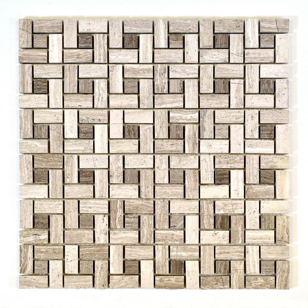 Modamo Mosaïque de Castine Blanche Aspect Bois Poli Troy | Home Depot ...