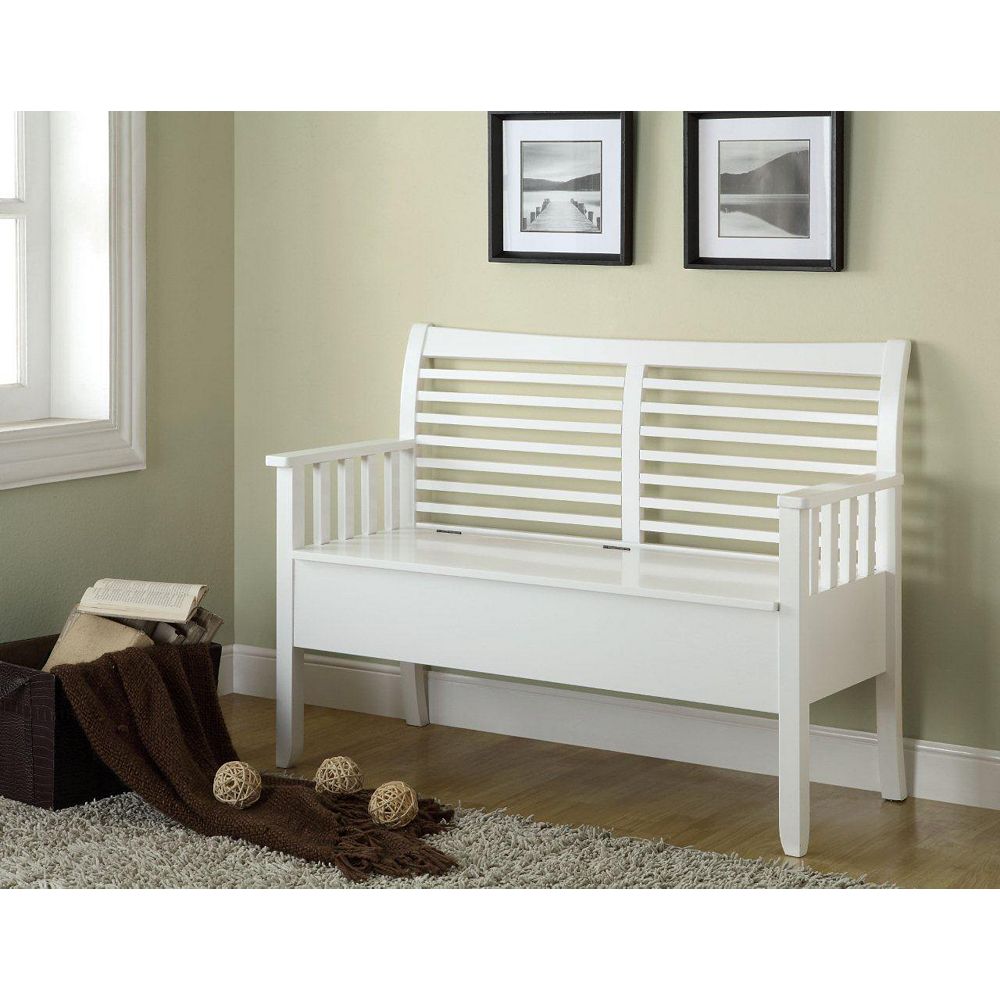 Monarch Specialties Bench - 48"L / White Solid Wood With Storage | The ...