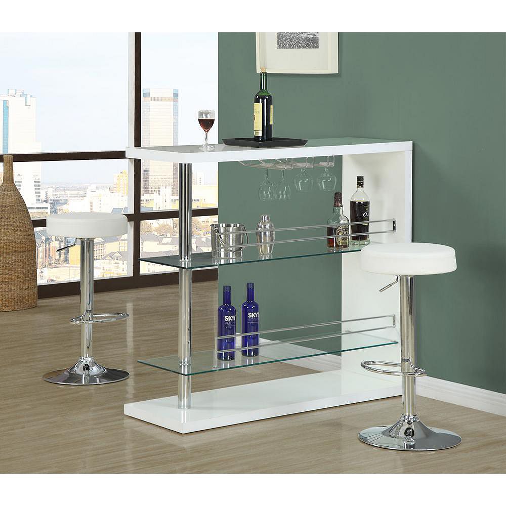 Monarch Specialties Leather Metal Chrome Contemporary Backless Armless