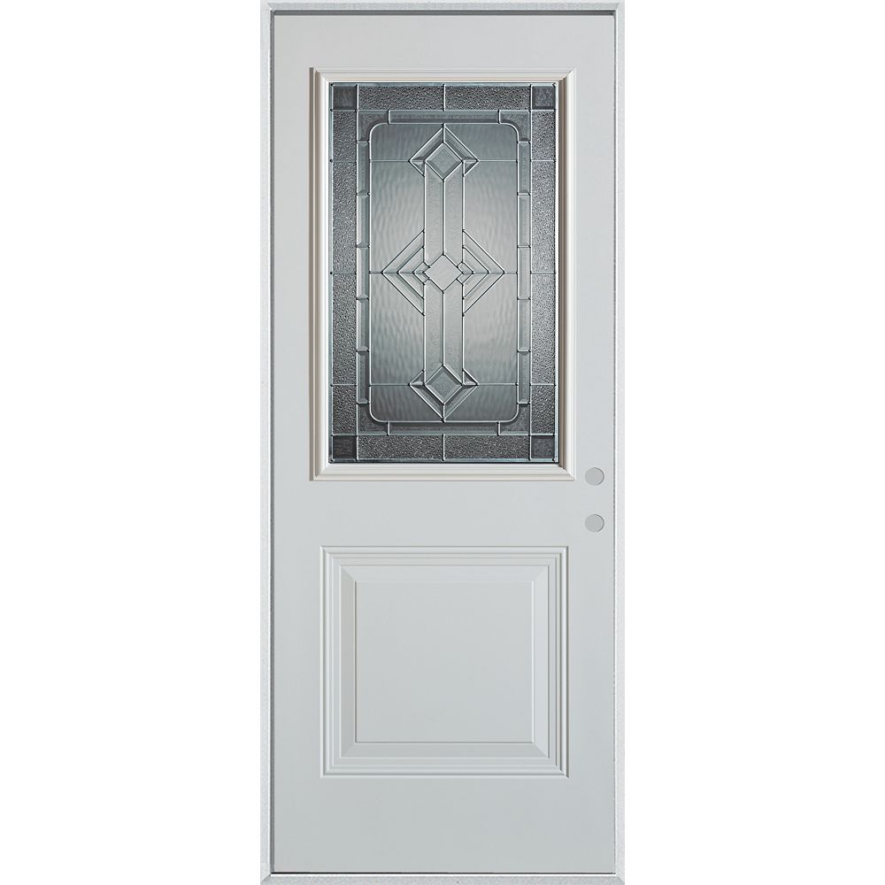 STANLEY Doors 37.375 inch x 82.375 inch Neo Deco Zinc 1/2 Lite 1-Panel ...
