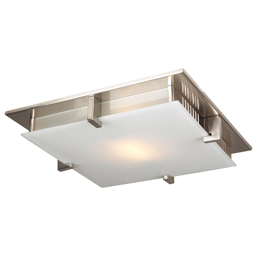 Contemporary Beauty 1 Light Flush Mount with Acid Frost Glass and Satin ...