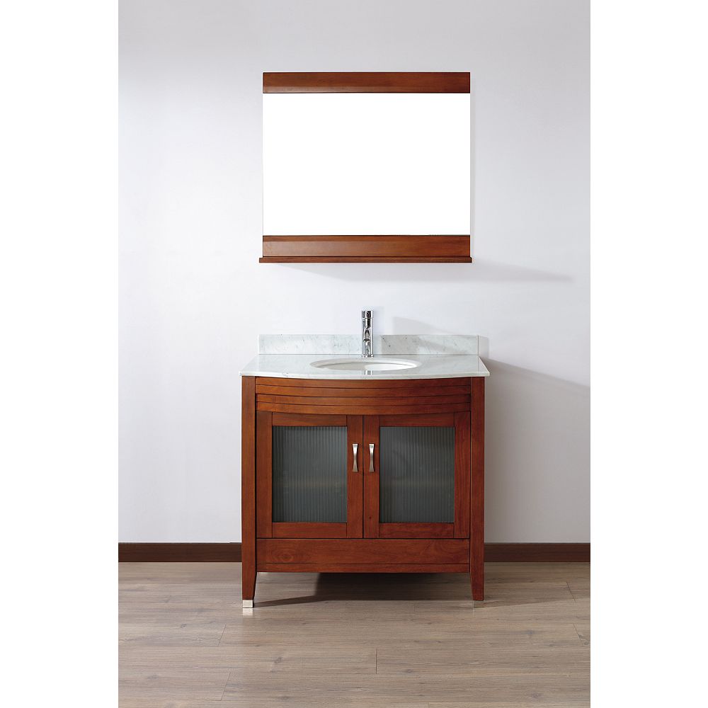 Art Bathe Alba 22-inch W 1-Drawer 2-Door Vanity in Brown With Marble ...