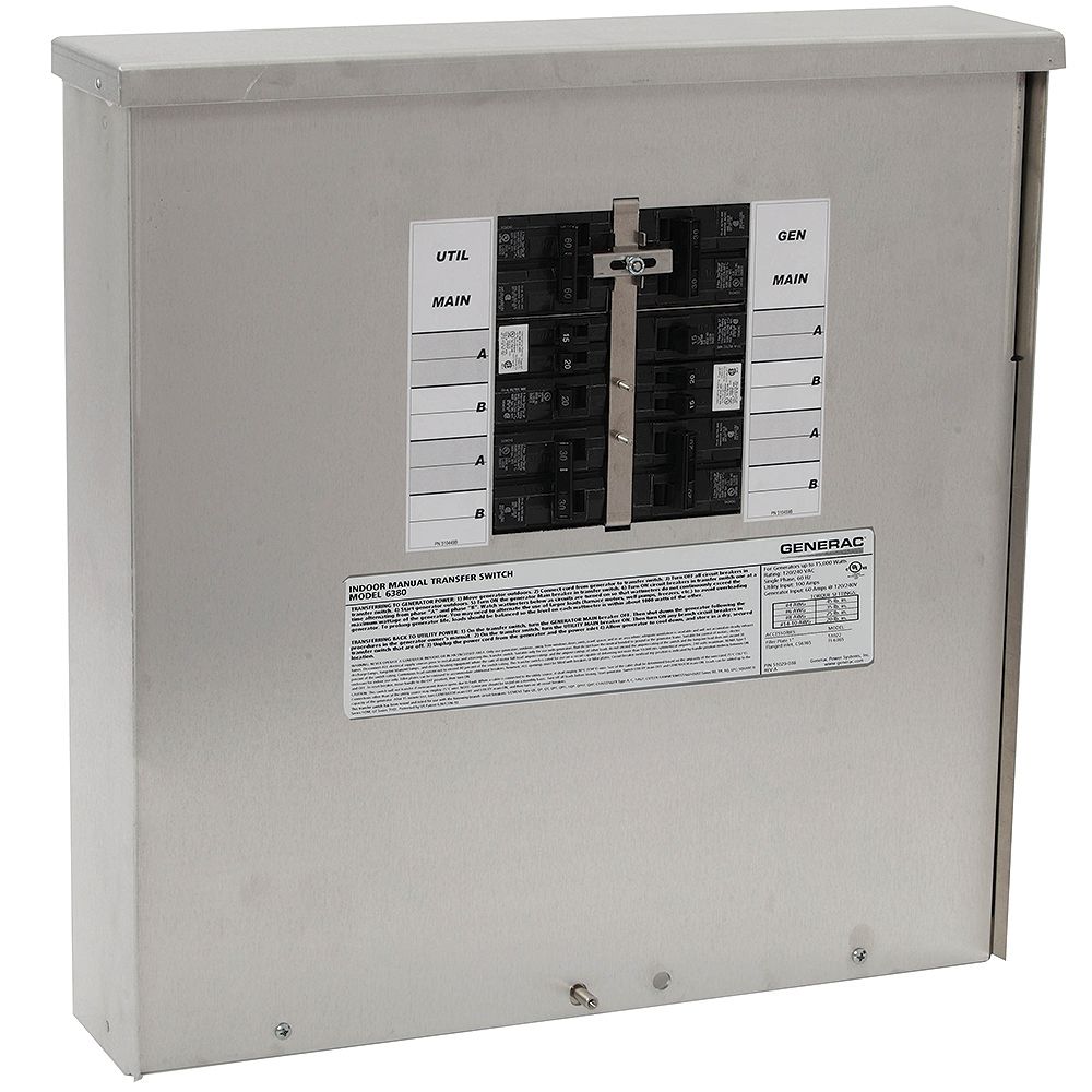 Generac 30-Amp Manual Transfer Switch 10-16 Circuits 7.5kW Outdoor ...