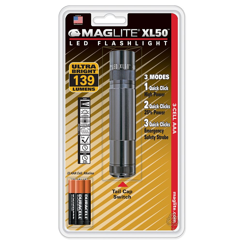 Maglite LED XL50 3-Cell AAA Flashlight - Grey | The Home Depot Canada