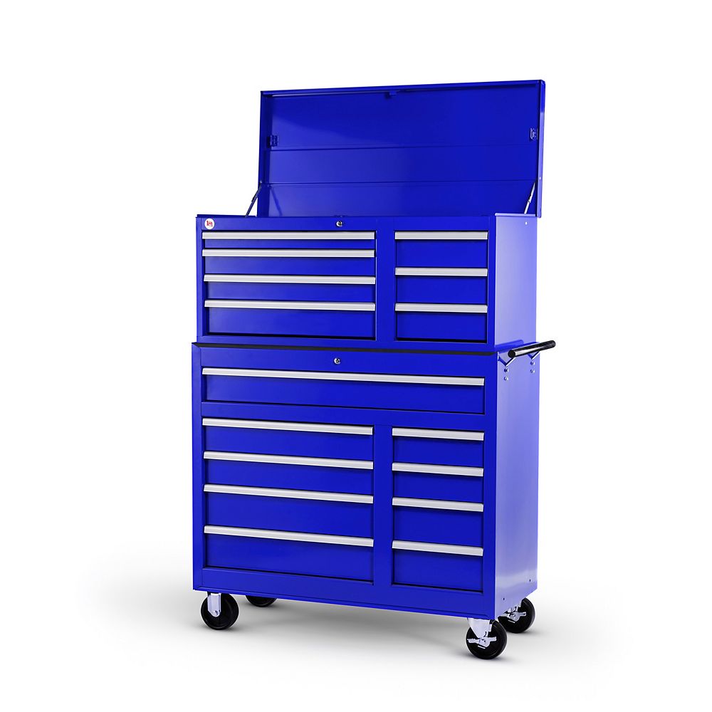 International 42-inch 16-Drawer Tool Storage Chest and Cabinet in Blue ...