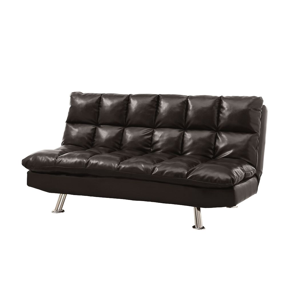 Monarch Specialties Futon click clack simili-cuir brun fonce | Home ...