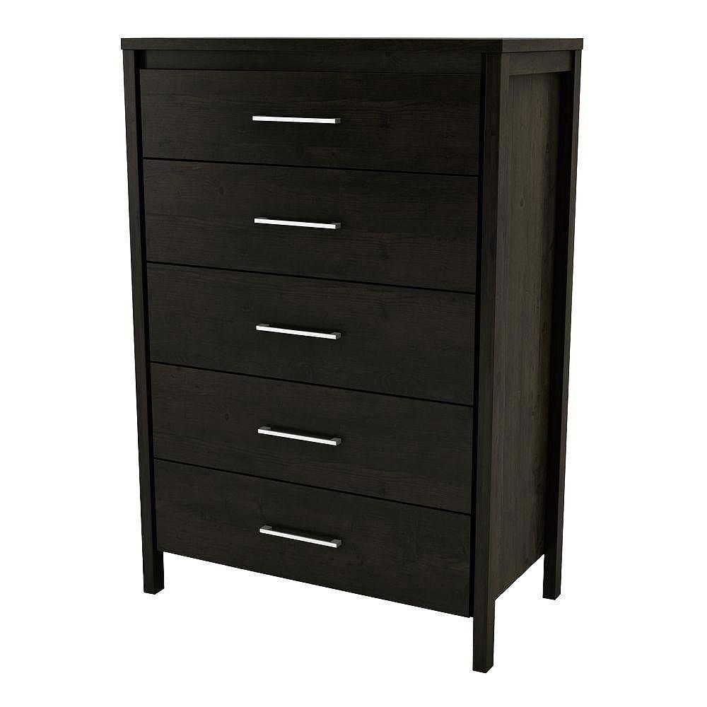South Shore Gravity 32-inch x 46-inch x 17-inch 5-Drawer Chest in Black ...