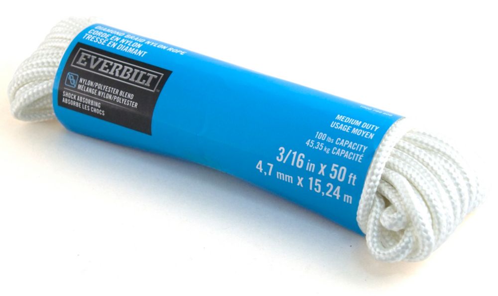 3/16-inch x50 Feet NYLON DIAMOND BRAID WHITE