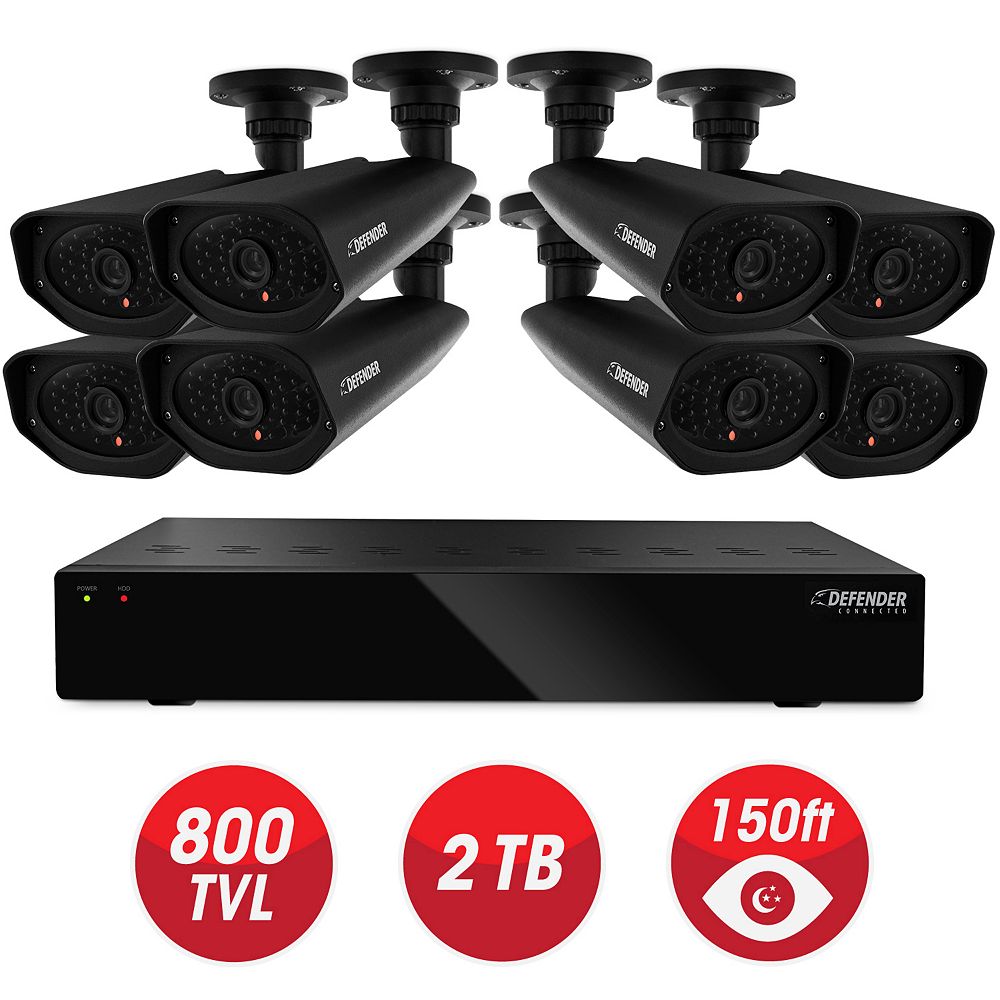 Defender Home Security System - 16CH, WS/HDMI, 2TB + 8 x WS 800TVL ...