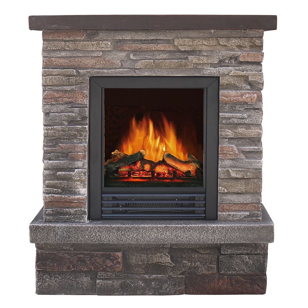 Paramount Apex Faux Stone Electric Fireplace | The Home Depot Canada