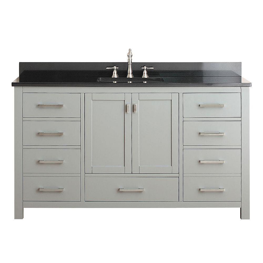 Avanity Modero 61-inch W Freestanding Vanity in Grey With Granite Top ...