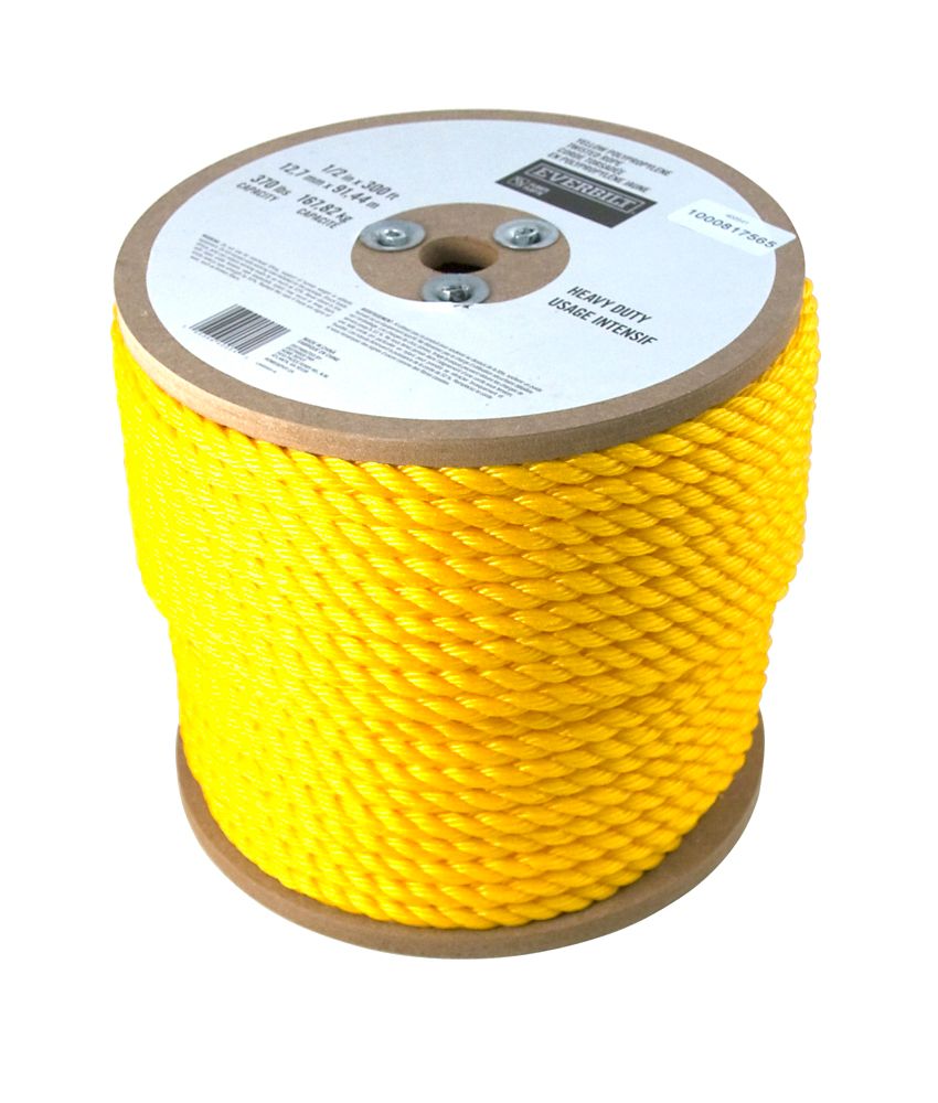 1/2 Inch x 300 Feet POLYPROPYLENE TWISTED YELLOW (Sold per Foot)