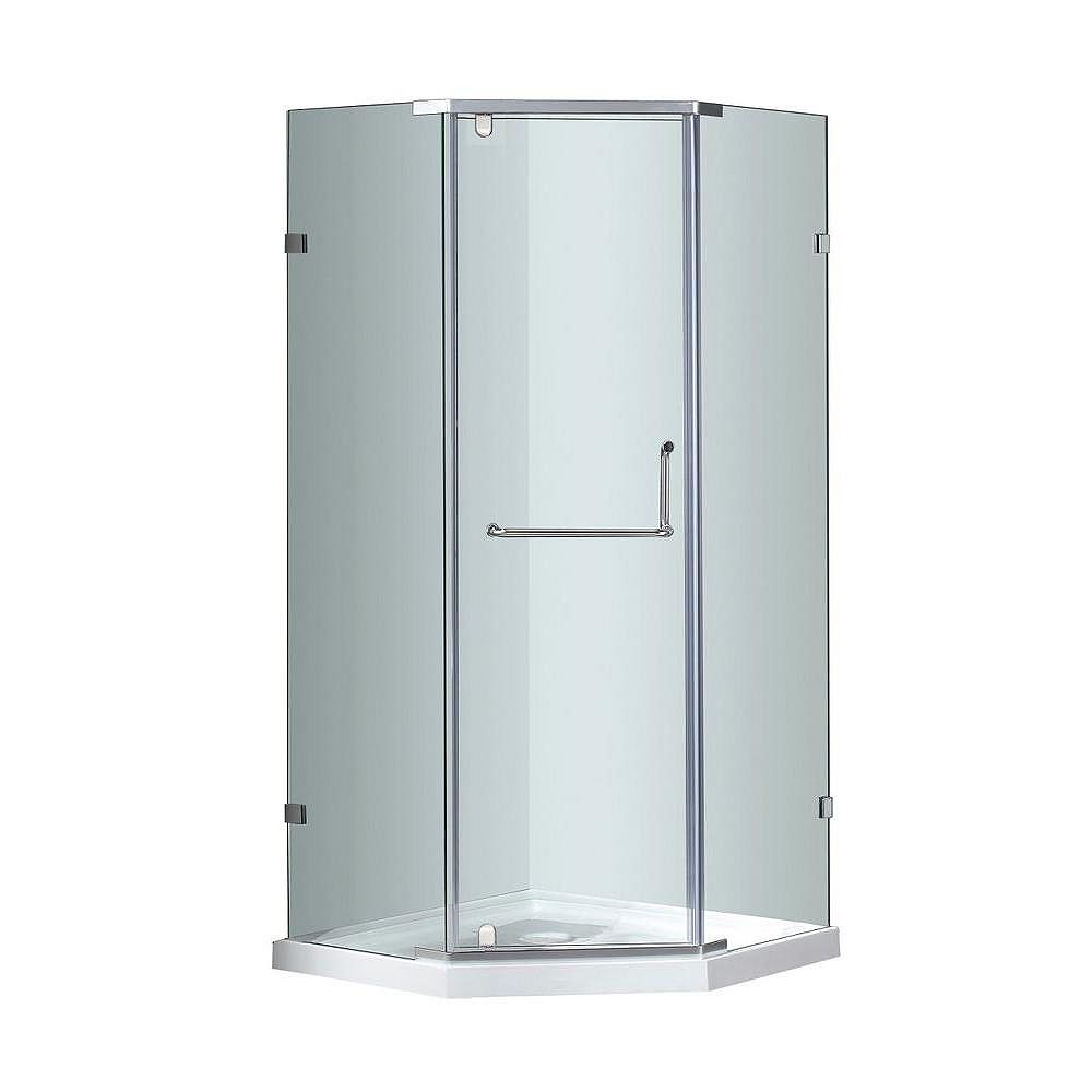 Aston 38 Inch X 38 Inch Neo Angle Semi Frameless Shower Stall In