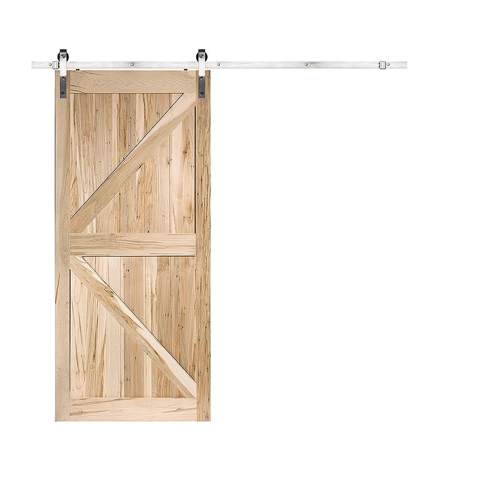 TRUporte Rustic Country Maple K Barn Door Satin Nickel Bent Strap (6.6 ...