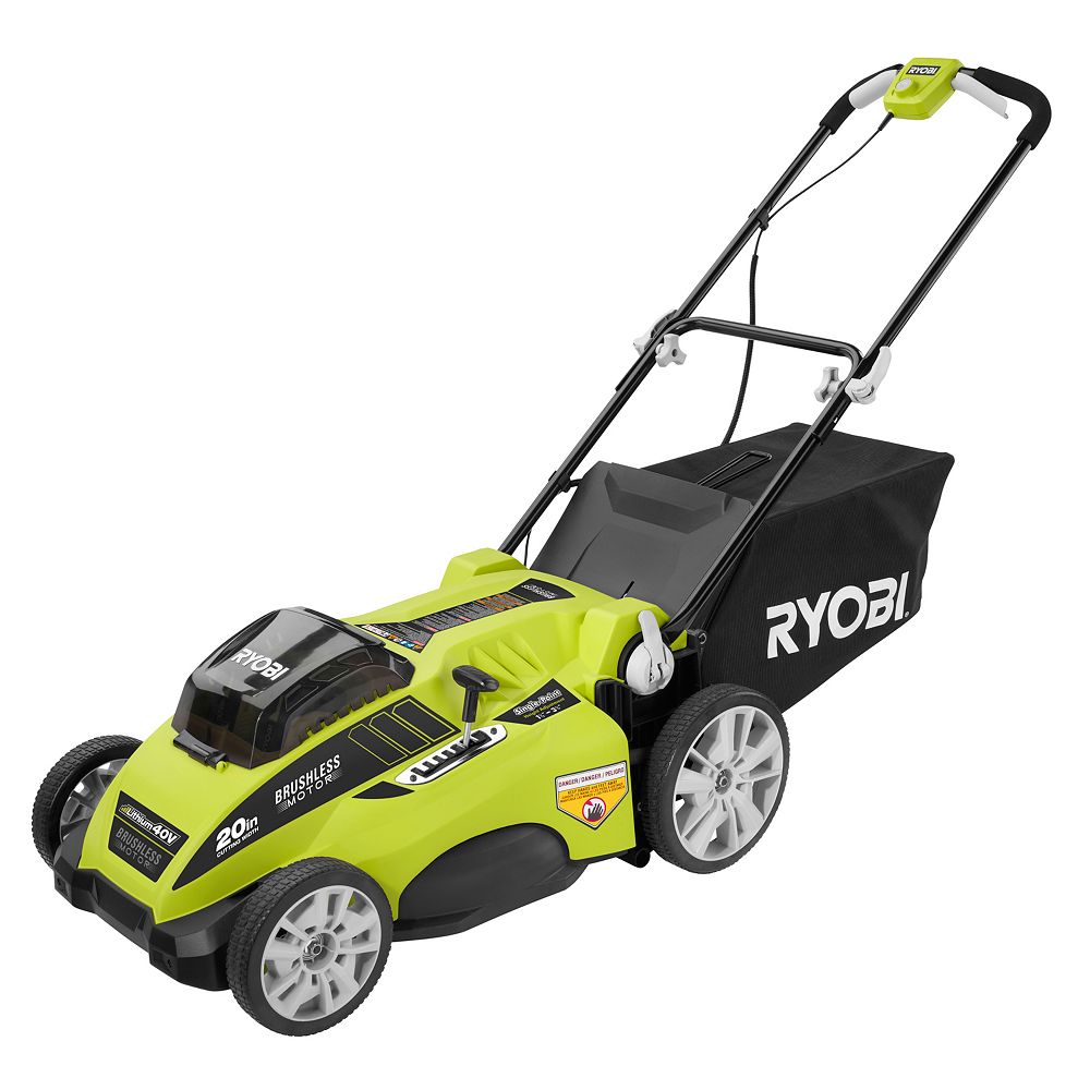 RYOBI 20 inch 40V Brushless Lawn Mower With Two 4 0 Amp Batteries The ryobi-20-inch-40v-brushless-lawn-mower-with-two-4-0-amp-batteries-the