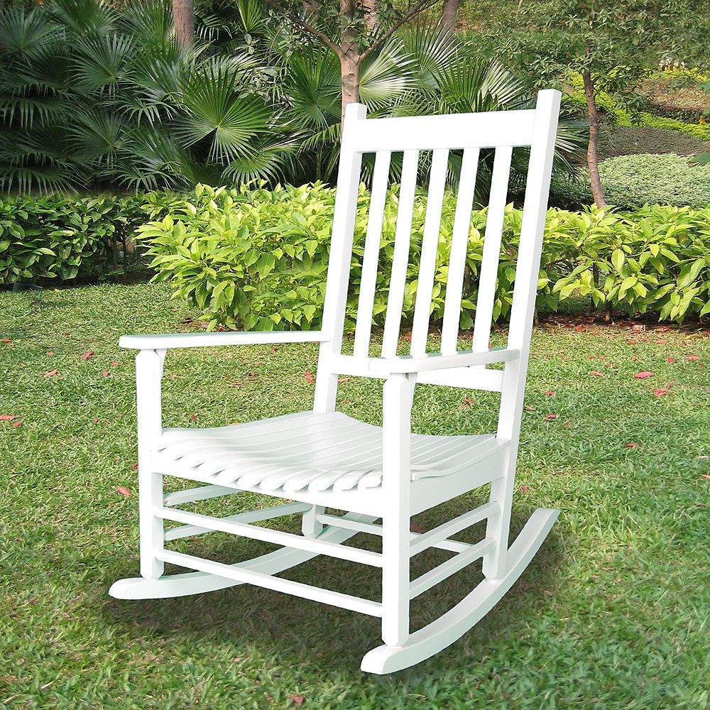 Henryka Rubberwood White Rocker | The Home Depot Canada