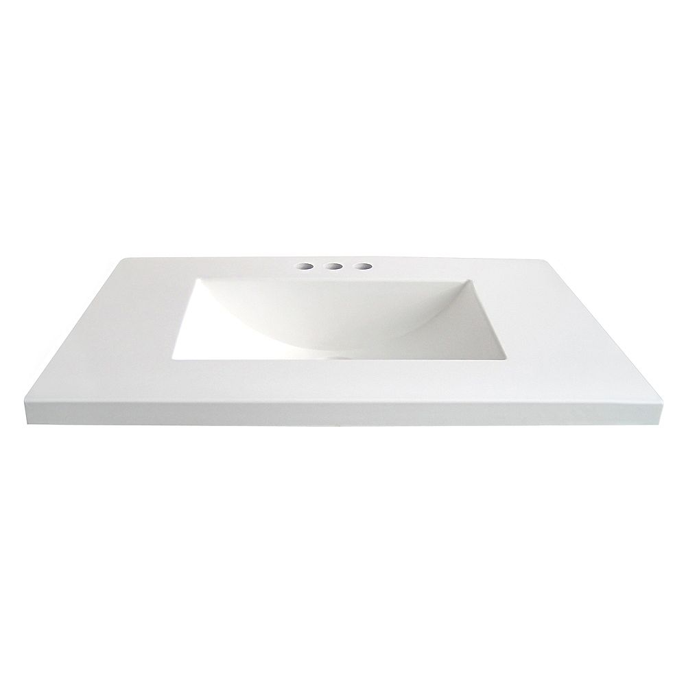 Magick Woods 31 In. W x 22 In. D White Vanity Top with Wave Bowl | The ...