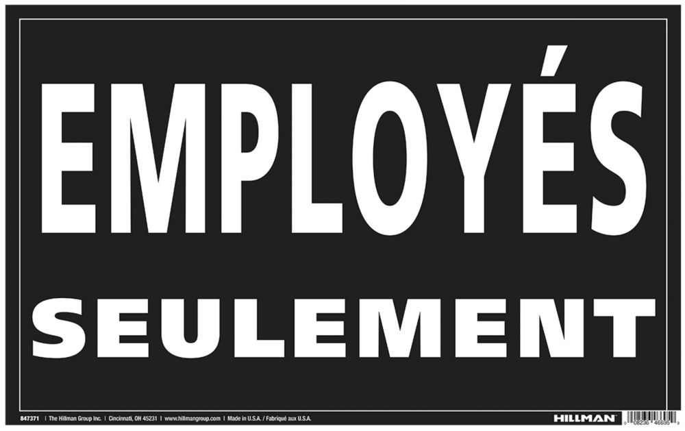 Hillman 12 x 19-inch Employés Seulement (Employees Only) Sign - 1pc ...