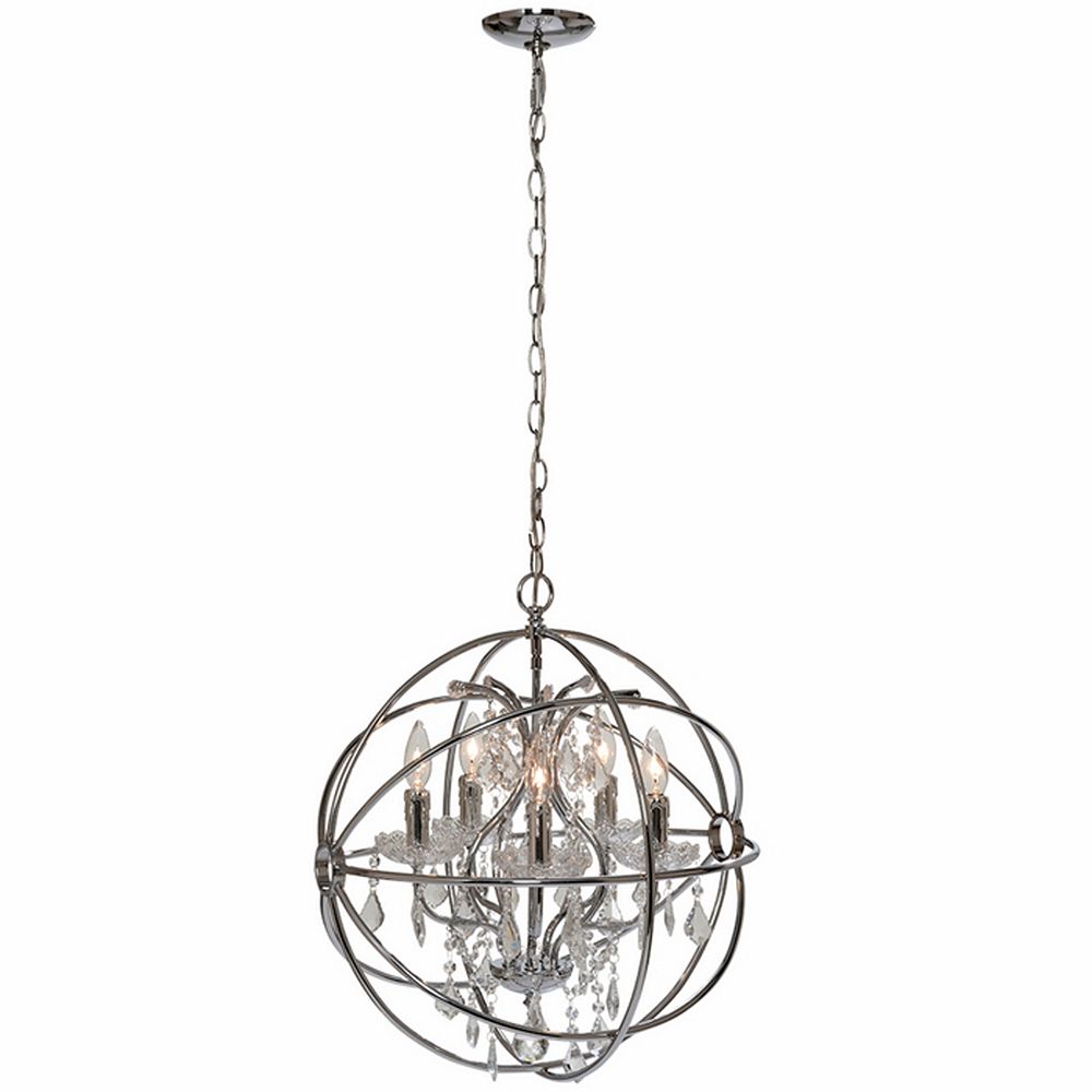 Century 5 Light Chrome Metal Ball Fixture With Crystal Accents | The ...
