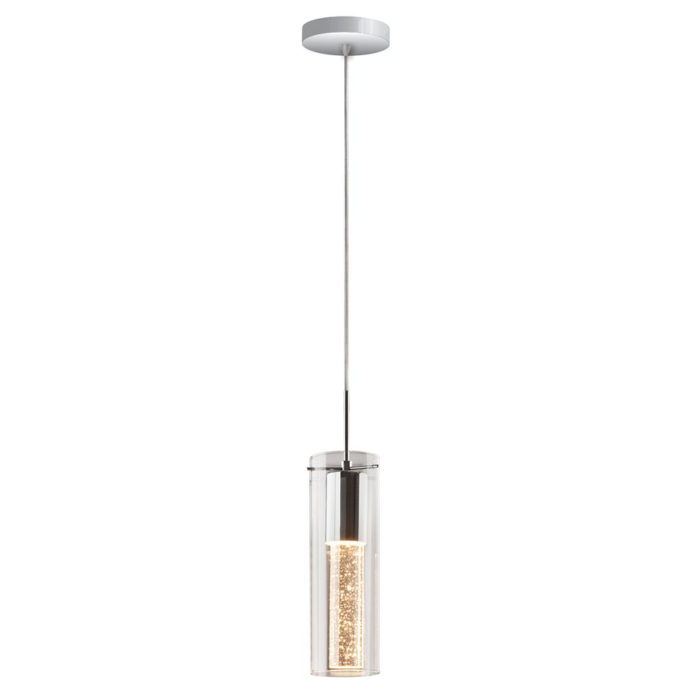 OMEGA Essence 1-Light Chrome Pendant Light Fixture with Bubbled Glass ...