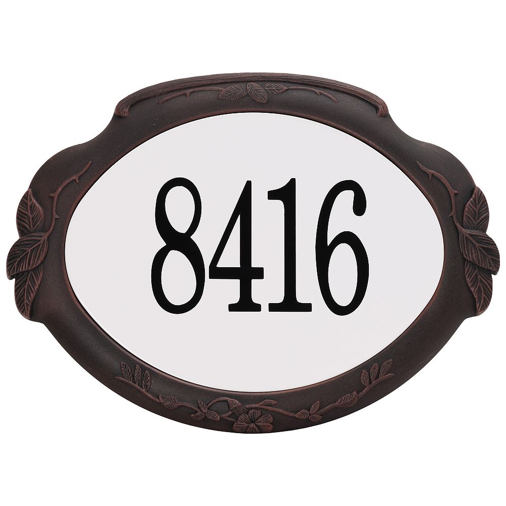 PRO-DF Floral Aluminum Address Plaque, Antique Copper | The Home Depot ...
