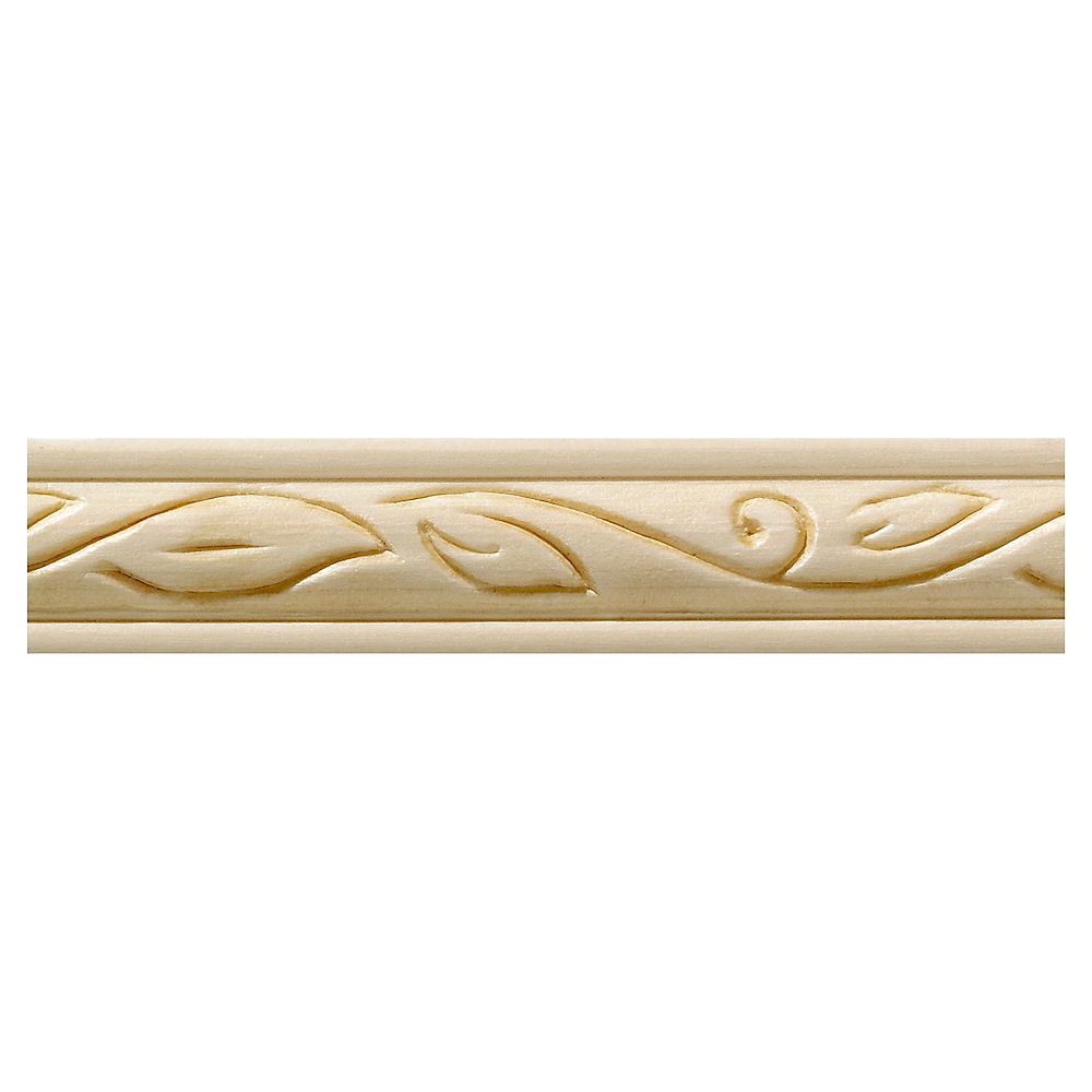 Ornamental Mouldings White Hardwood Clean Scroll Trim Moulding - 7/16 x ...