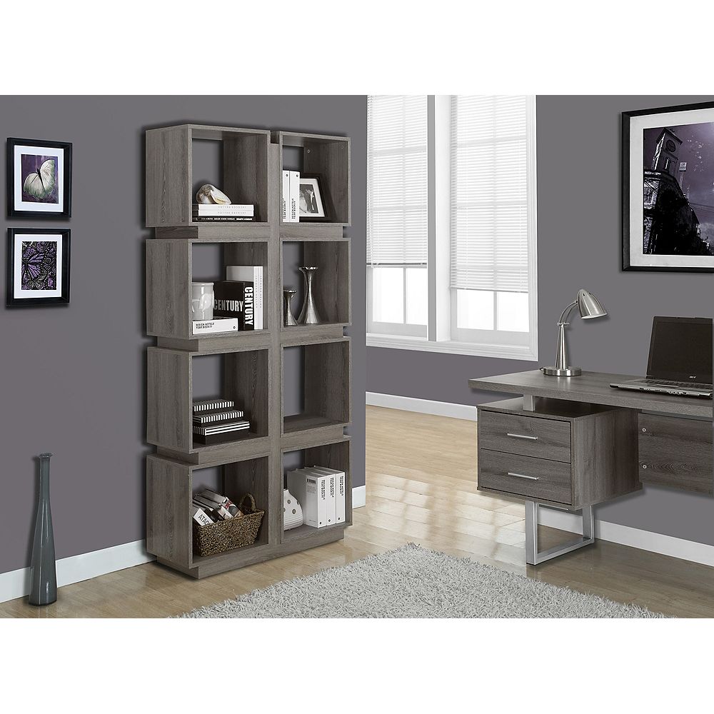Monarch Specialties Manufactured Wood Cubed Bookcase in Dark Taupe ...