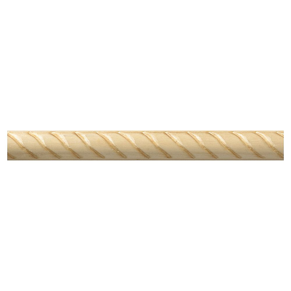 Ornamental Mouldings White Hardwood Rope Trim Moulding - 3/8 x 3/4 x 48 ...
