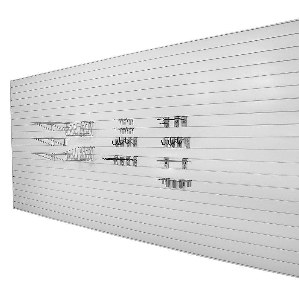 Proslat Slatwall 192 sq. ft. Garage Wall Storage System with 38 Hooks ...