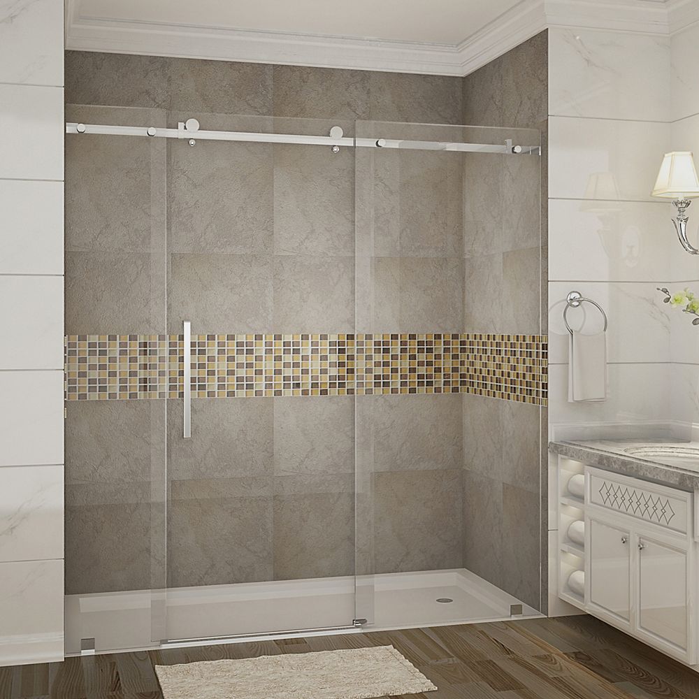 Aston Moselle 72 Inch X 75 Inch Completely Frameless Sliding Shower