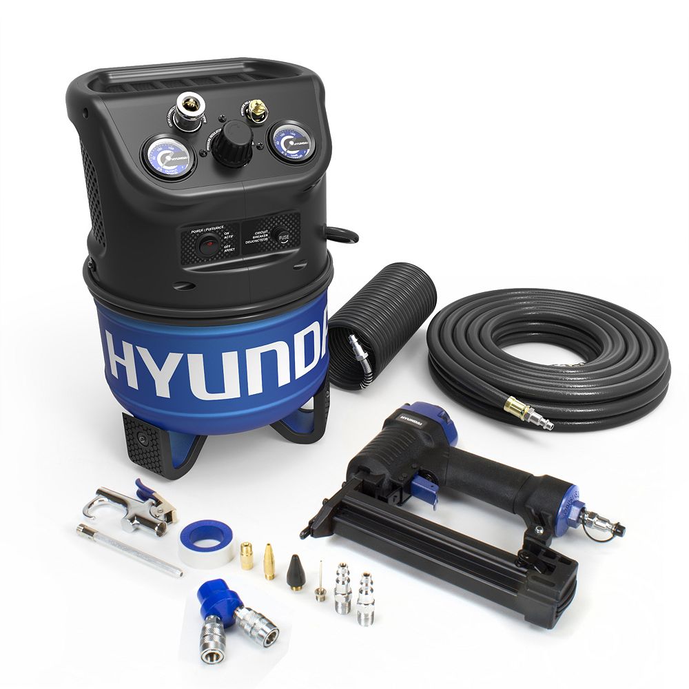 Hyundai 2 Gal. Portable Electric Air Compressor With 5-Tool Handy Kit ...