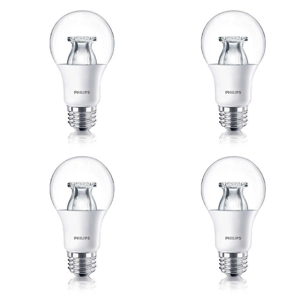 Philips LED 60W A19 Clear Soft White WarmGlow (2700K - 2200K) - Case Of ...