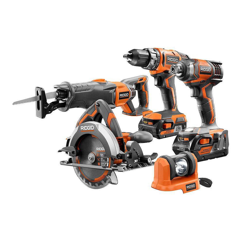 RIDGID 18-Volt Lithium-Ion Cordless Combo Kit (5-Piece) | The Home ... RIDGID 18-Volt Lithium-Ion Cordless Combo Kit (5-Piece) | The Home ...