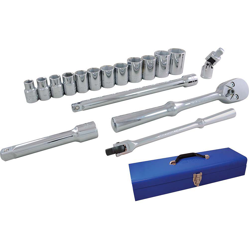 GRAY TOOLS Socket & Attachments Set 17-Piece 1/2 Inch Drive 6 Point ...