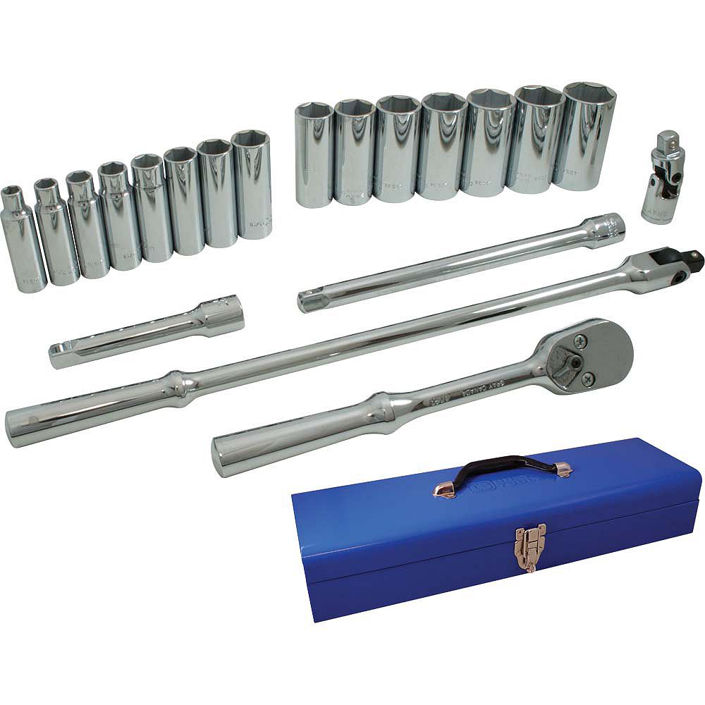 GRAY TOOLS Socket & Attachments Set 20-Piece 1/2 Inch Drive 6 Point ...