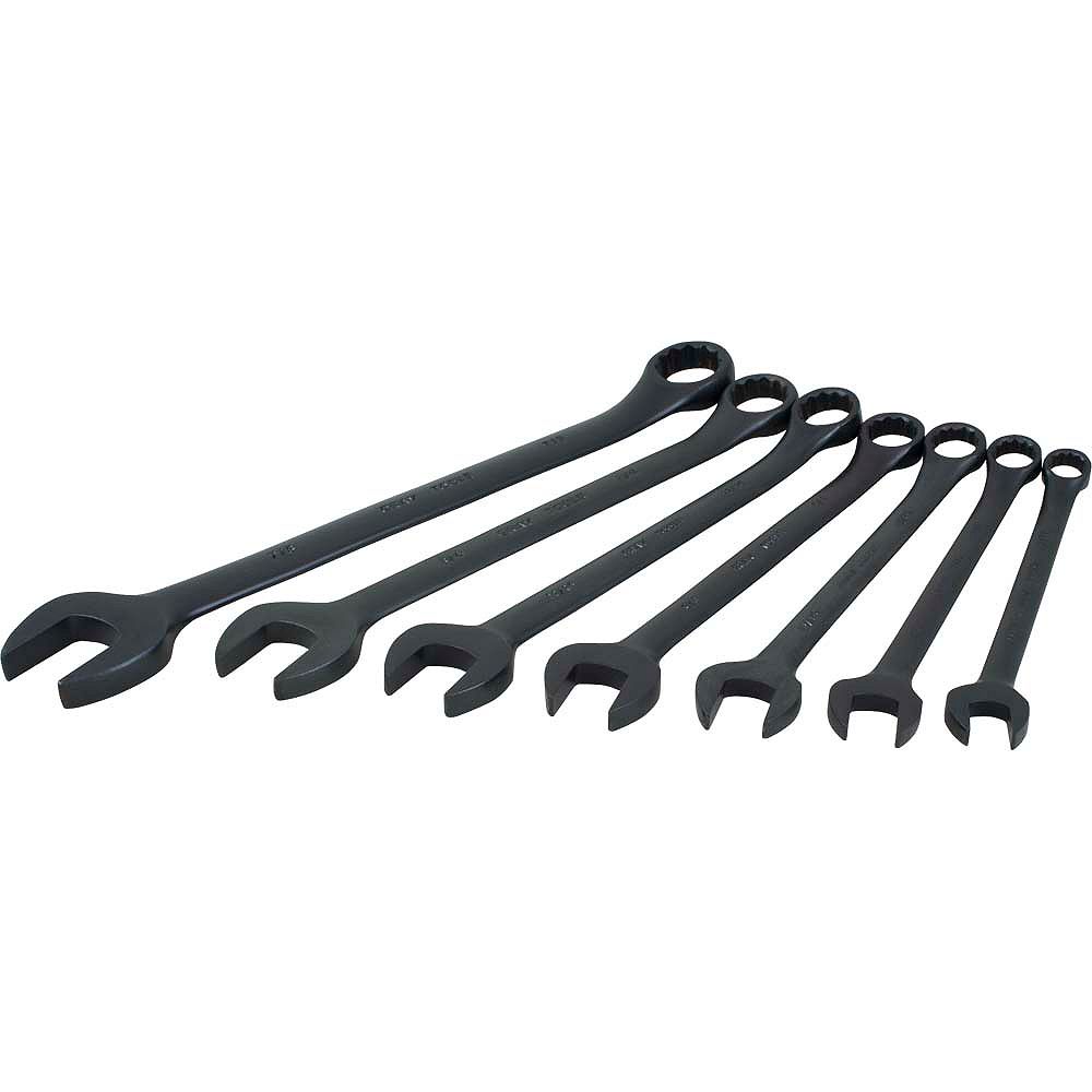 GRAY TOOLS 7-Piece 12 Point SAE, Black Finish, Combination Wrench Set ...