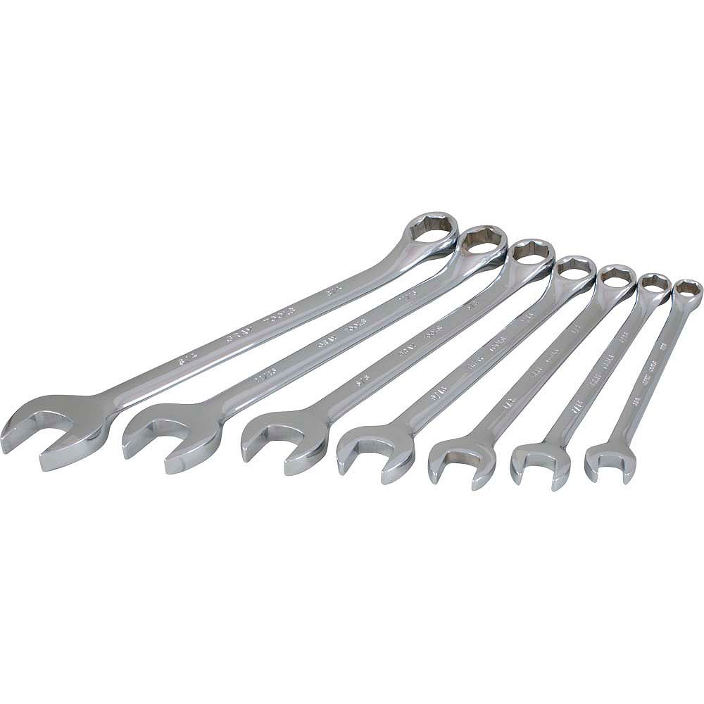 GRAY TOOLS 7-Piece 6 Point SAE, Mirror Chrome, Combination Wrench Set ... GRAY TOOLS 7-Piece 6 Point SAE, Mirror Chrome, Combination Wrench Set ...