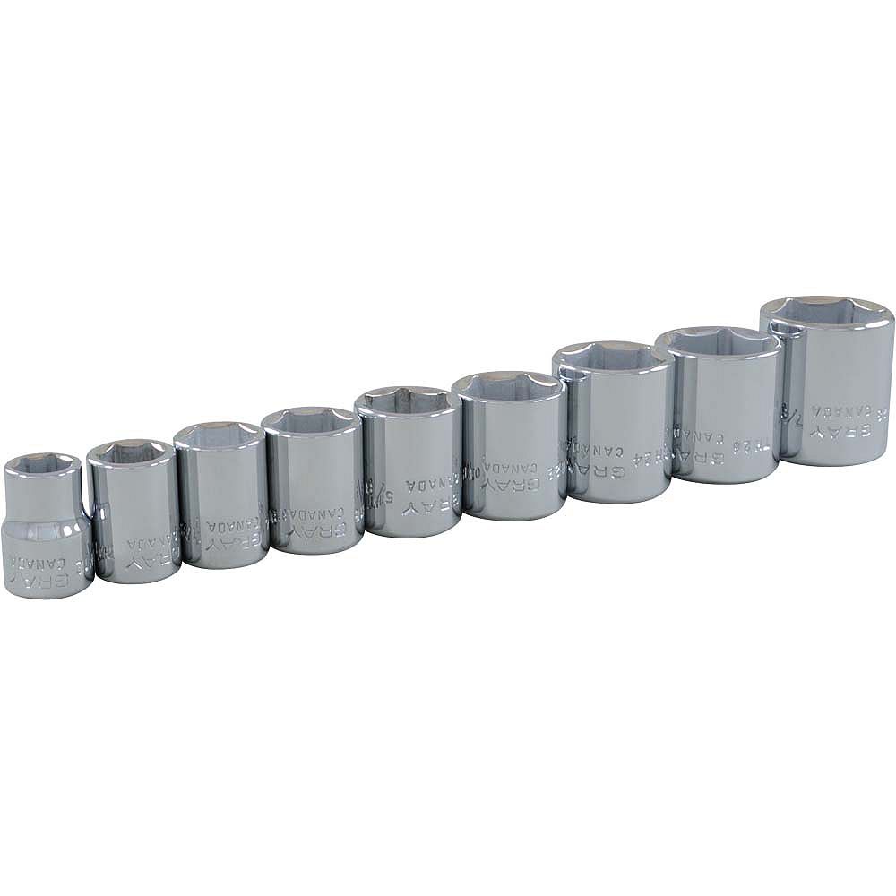 GRAY TOOLS 9-Piece Socket Set 3/8 Inch Drive 6 Point Standard Sae | The ... GRAY TOOLS 9-Piece Socket Set 3/8 Inch Drive 6 Point Standard Sae | The ...