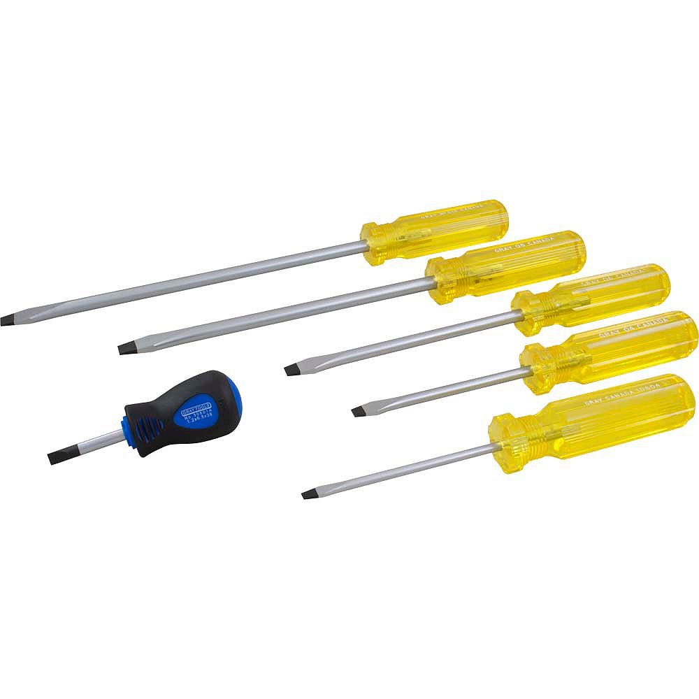 GRAY TOOLS 6-Piece Slotted Screwdriver Set | The Home Depot Canada