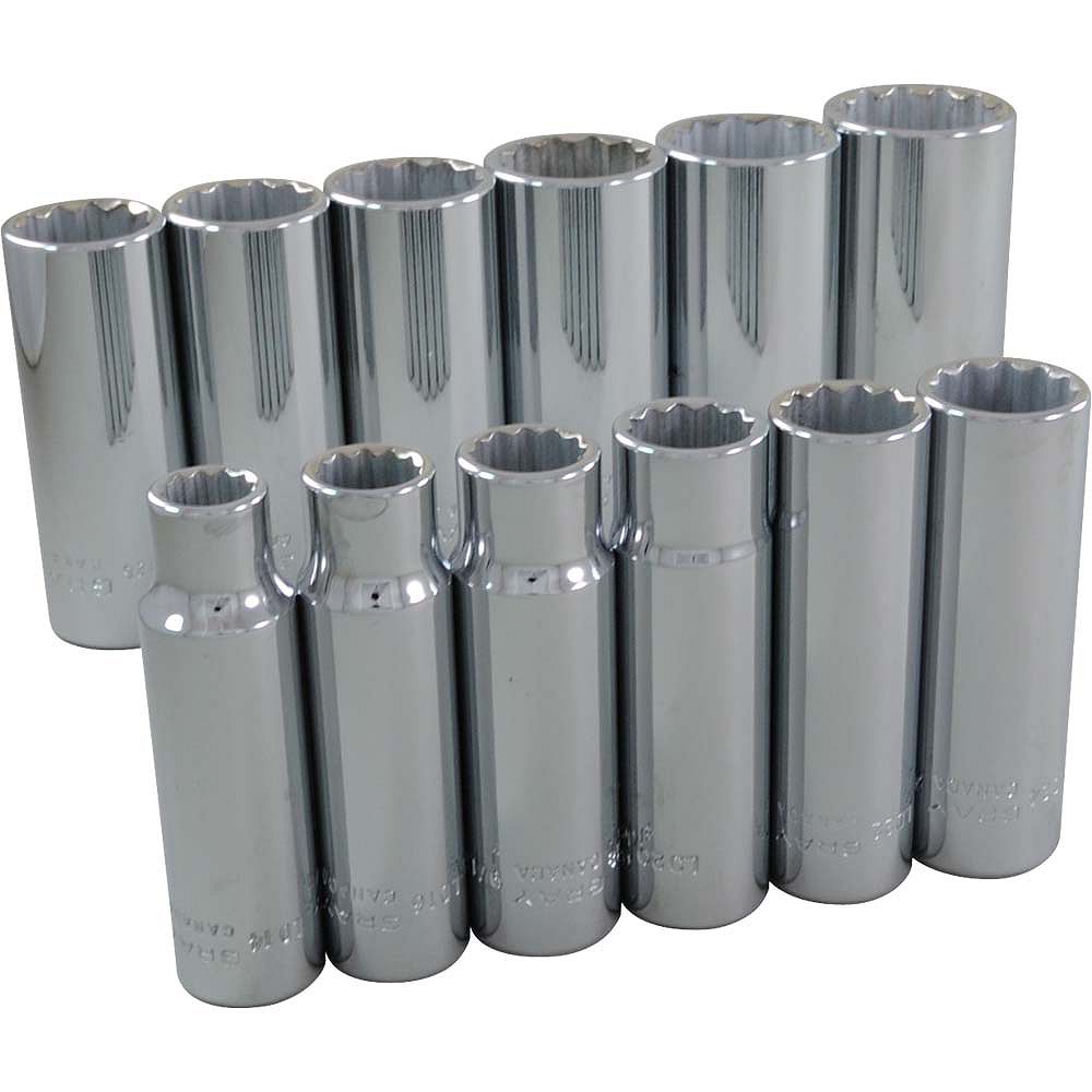 GRAY TOOLS 12-Piece Socket Set 1/2 Inch Drive 12 Point Deep Sae | The Home Depot Canada
