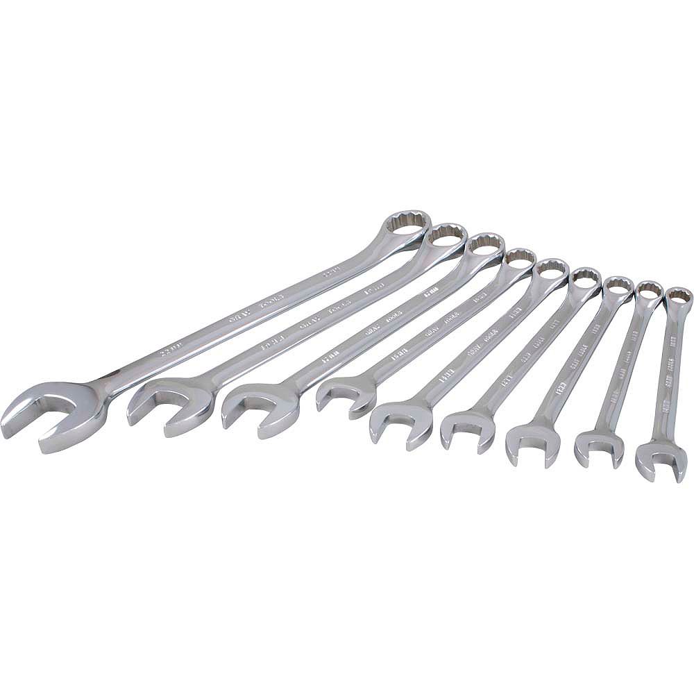 GRAY TOOLS 9-Piece 12 Point Metric, Mirror Chrome, Combination Wrench ...