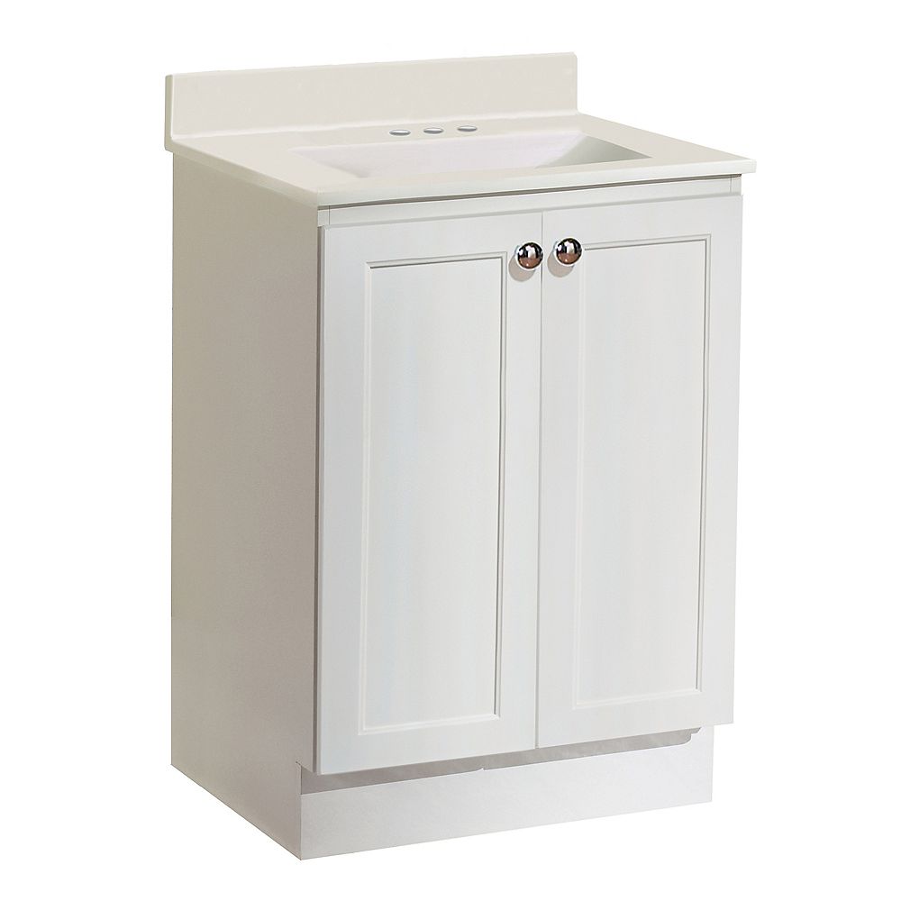 Magick Woods 25-inch W 2-Door Freestanding Vanity in White With ...