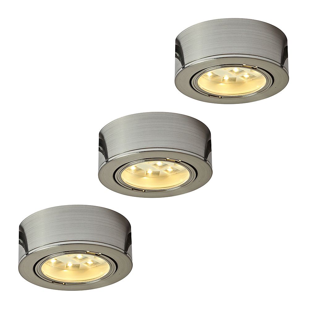 Illume Kit of 3 LED Puck Lights, 120V, Satin Nickel | The Home Depot Canada