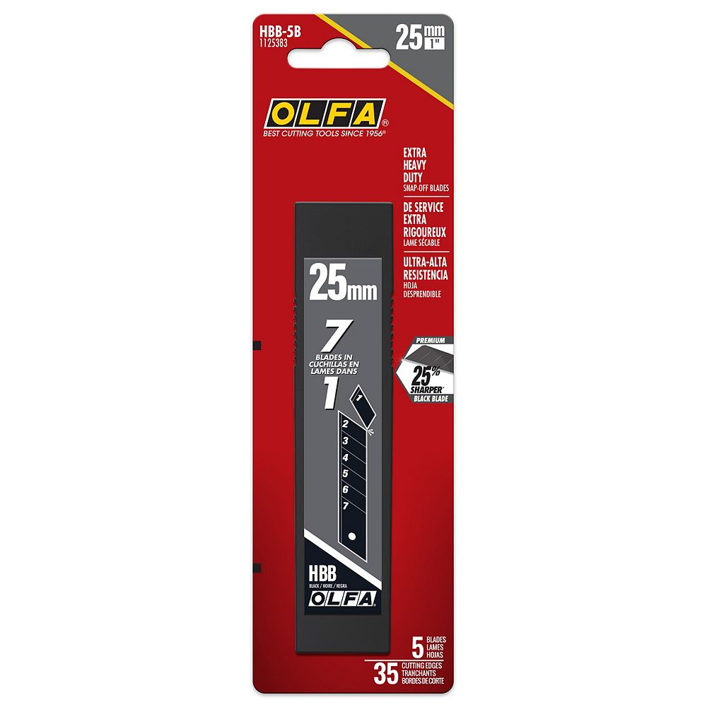 Olfa 25mm Snap-Off Ultra-Sharp Black Blades, 5 pack | The Home Depot Canada