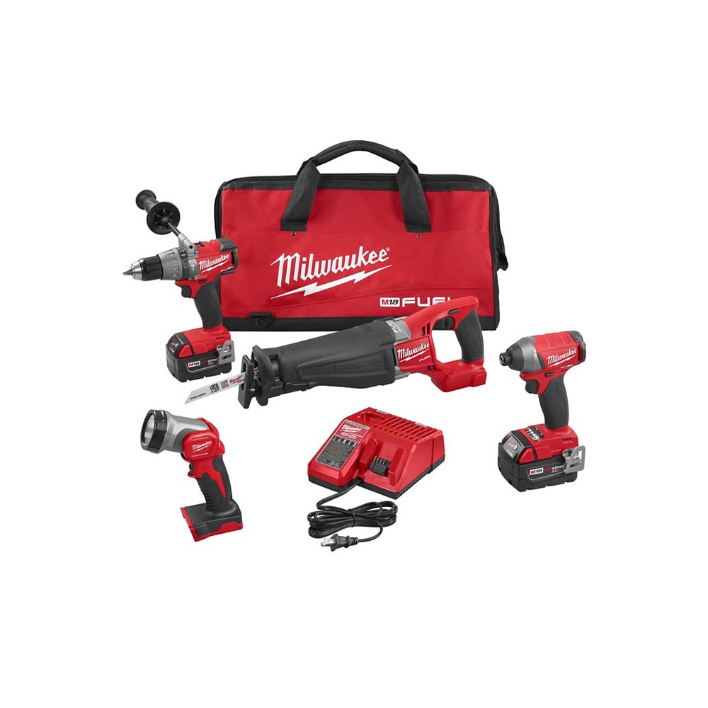 Milwaukee Tool M18 FUEL 18V Lithium-Ion Brushless Cordless Combo Kit (4 ...