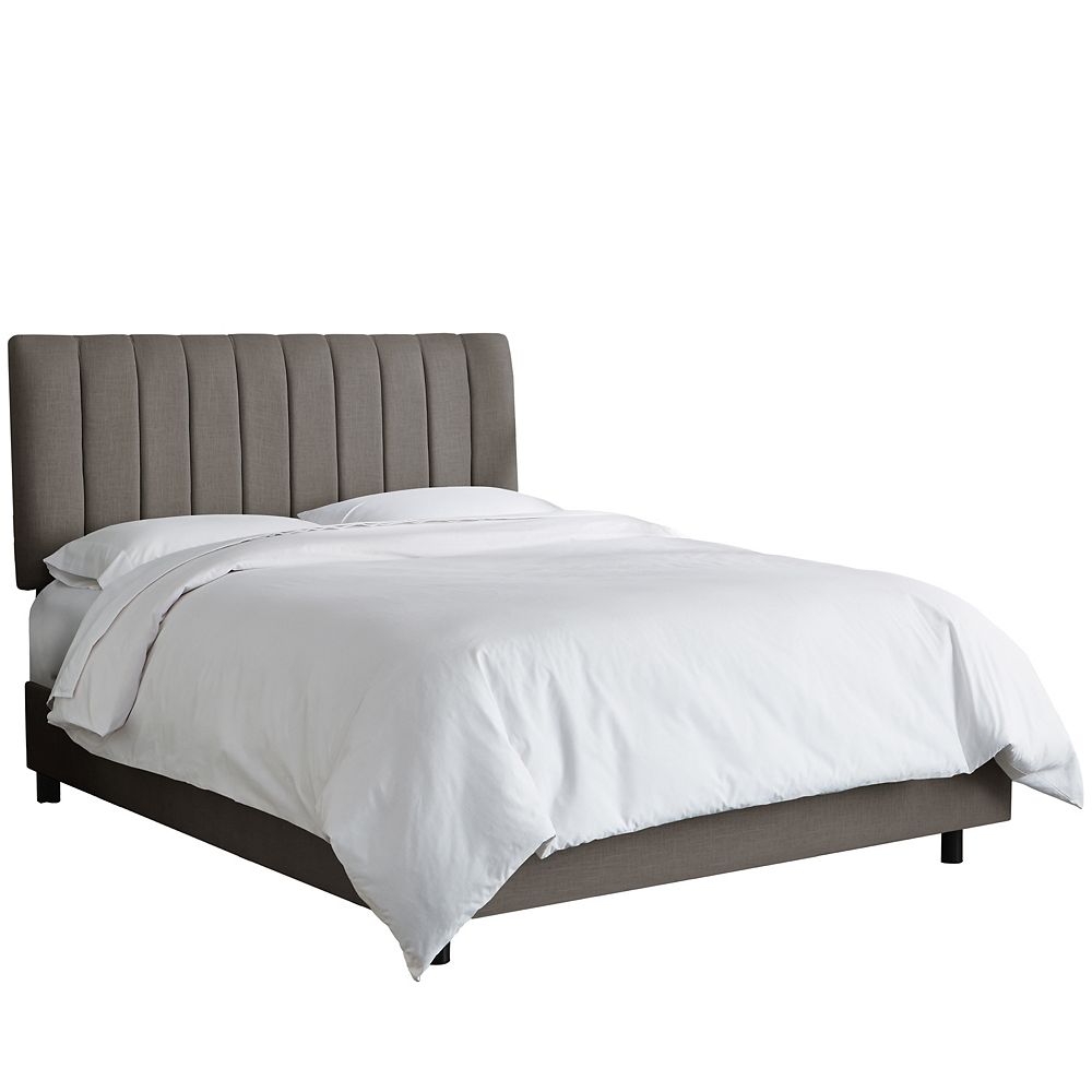 Skyline Furniture Full Channel Seam Bed In Linen Grey | The Home Depot ...