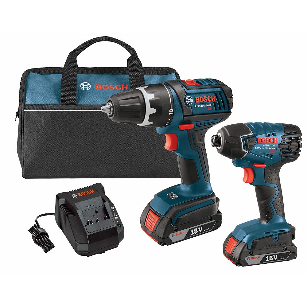 Bosch 18 V Lithium-Ion 2-Tool Combo Kit with 1/2 Inch Drill/Driver and ...